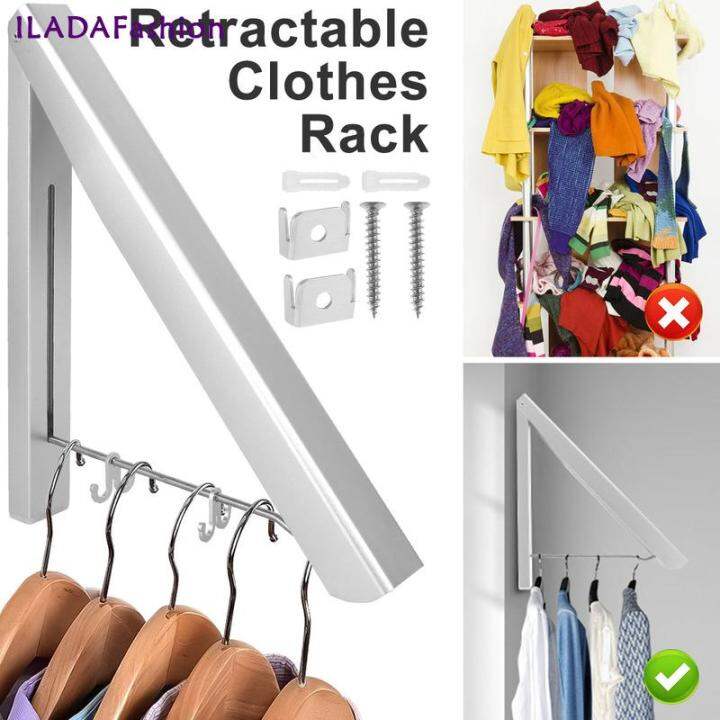 Retractable Clothes Drying Rack Aluminum Folding Wall Mounted Clothes ...
