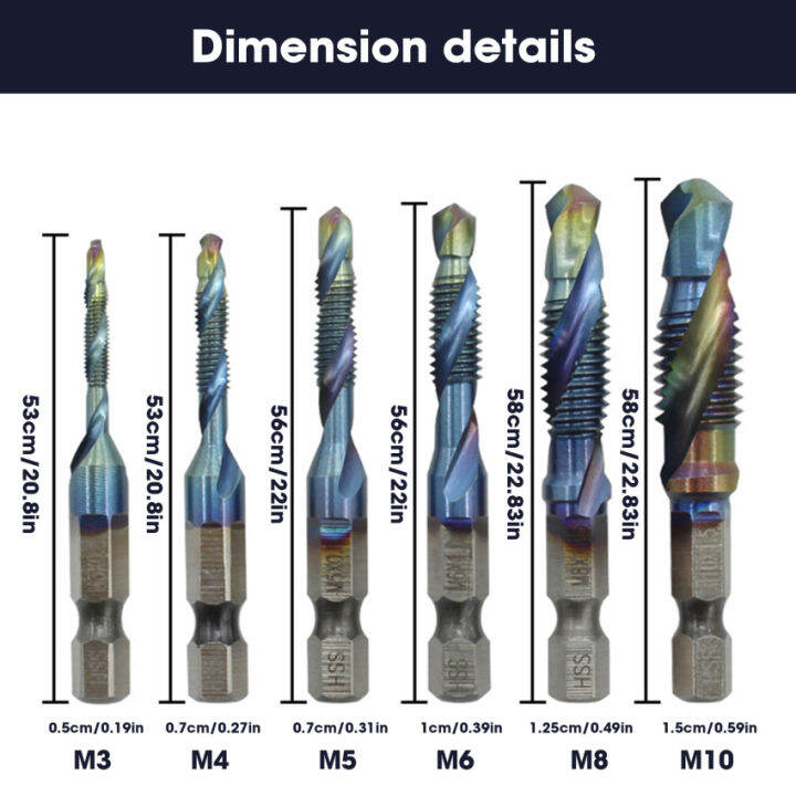 High-speed steel hexagonal shank three-in-one composite tap drilling ...