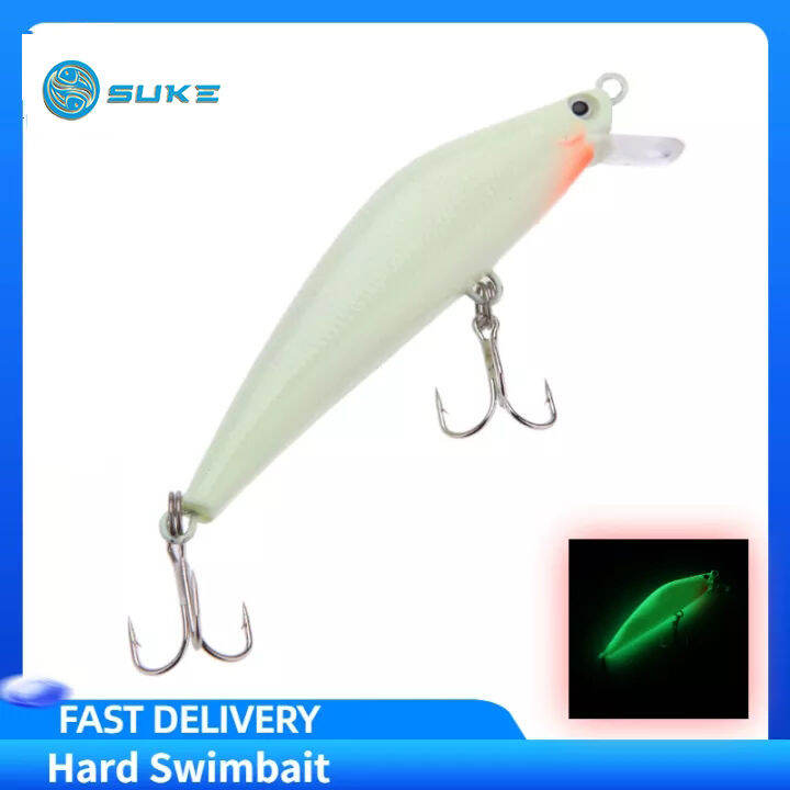 Suke 3D Luminous Night Bait Minnow Lure Hard Bait Lure Fish Hook 82mm ...