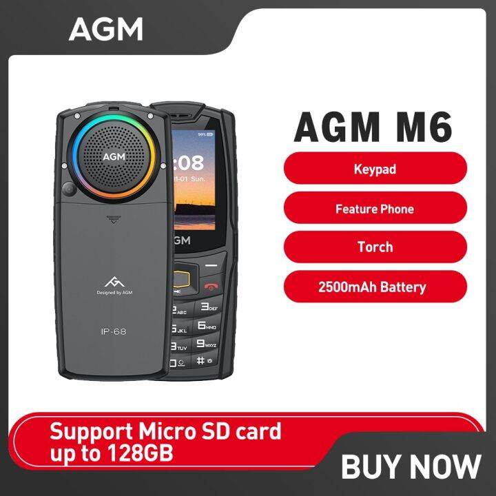 AGM M6 4G Keypad Phone IP68 Push-Button Phones 2500mAh Rugged Phone ...