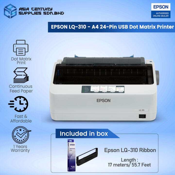 Epson LQ-310 A4 24-Pin USB Dot Matrix Printer / Epson LQ310 LQ-310 Printer / Computer Form ...