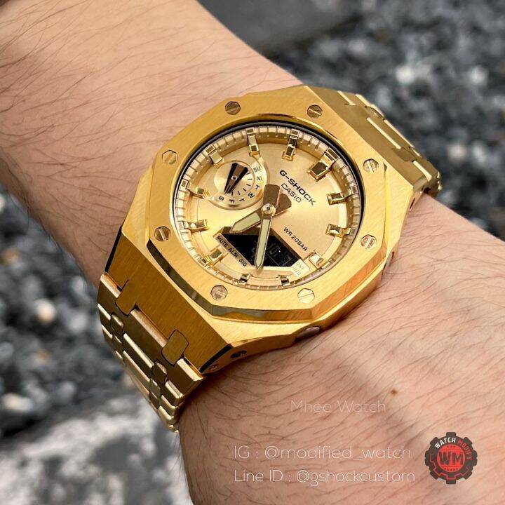 G-Shock Casioak Custom AP Full Metal Gold Steel | Lazada.co.th