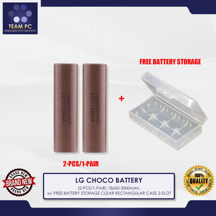LG CHOCO BATTERY (2-PCS/1-PAIR) 18650 3000mAh, w/ FREE BATTERY STORAGE ...