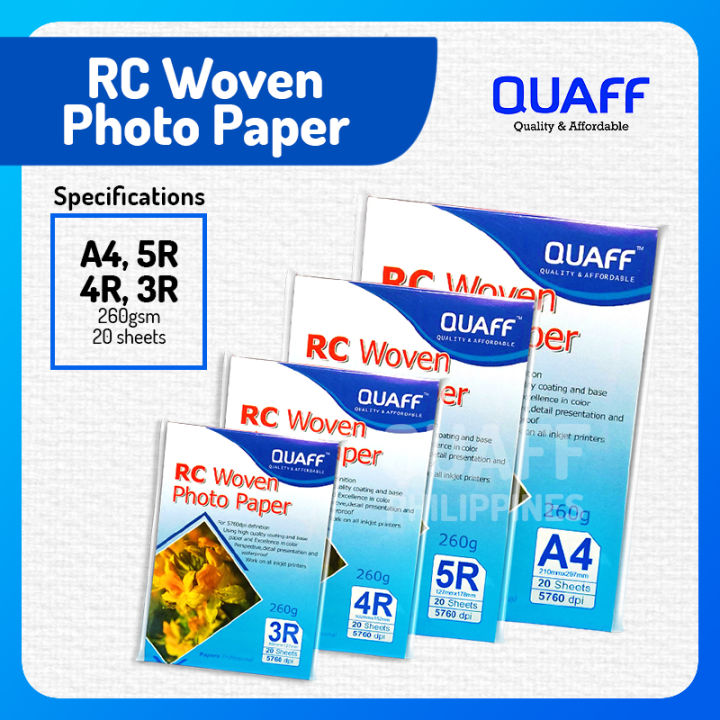 QUAFF RC Woven Photo Paper 260gsm Resin Coated Paper A4 | 5R | 4R | 3R ...