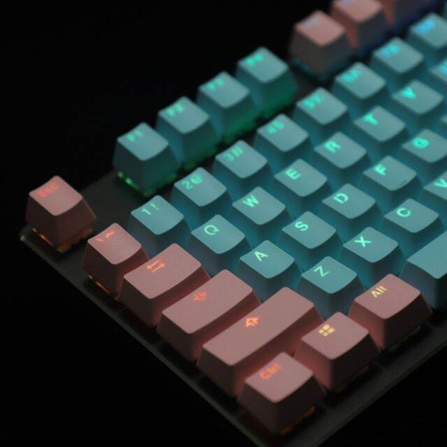 124 Key Pbt Doubleshot Backlit 96 75% 68 Keycaps Carbon Miami Keycap ...
