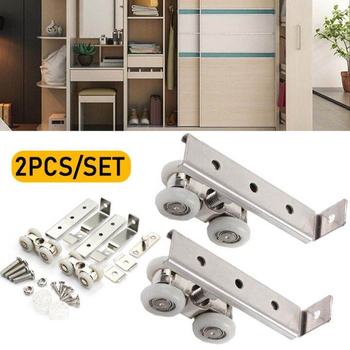 2pcs/set Hanger Roller Sliding Door Roller Wardrobe Hanging Wheels Rail ...