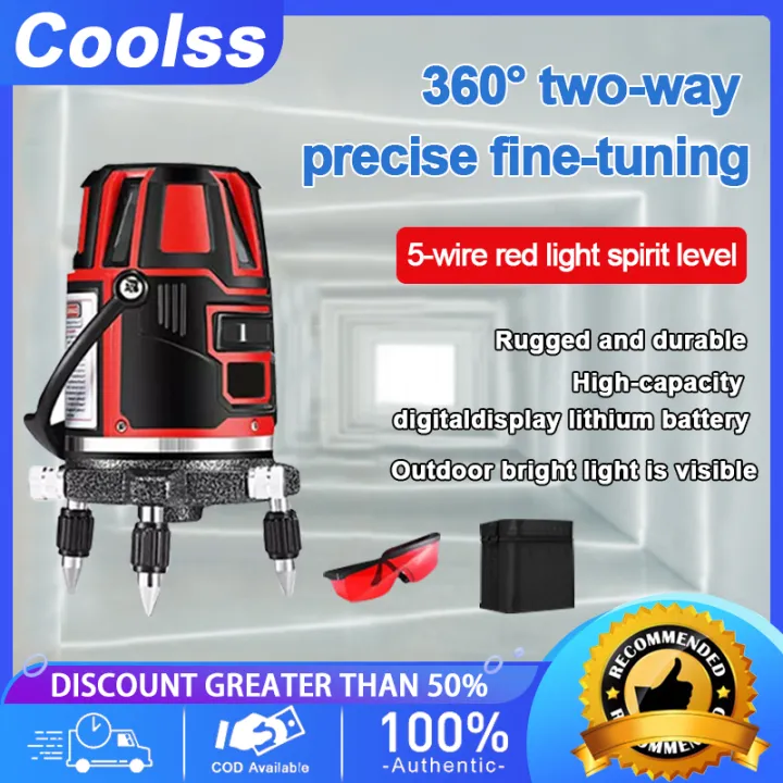Spirit level High-precision laser level 5-line strong red light laser ...