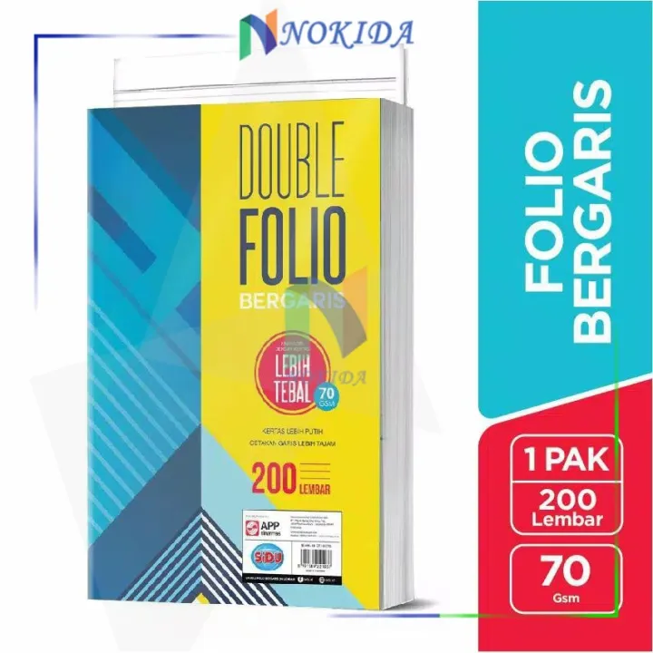 Nokida Kertas Double Folio Bergaris SIDU [200 Lembar] / Kertas Polio 1 ...