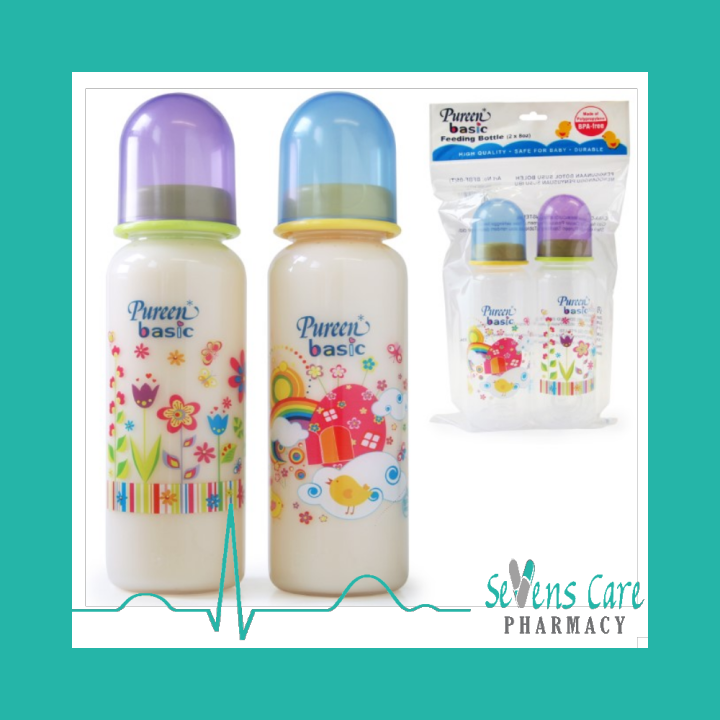 PUREEN BASIC ROUND FEEDING BOTTLE 8OZ (TWINPACK) | Lazada