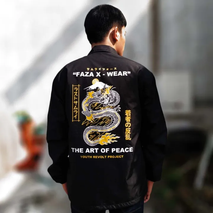 COACH JACKET ART OF PEACE BLACK/JAKET COACH NAGA HITAM/JAKET COACH FZ ...