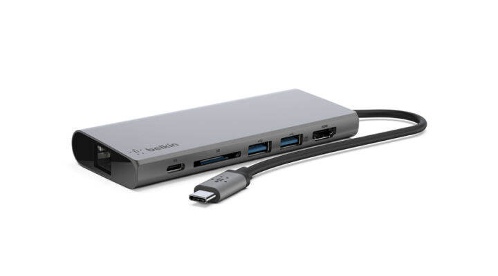 BELKIN USB-C 8 IN 1 MULTIMEDIA HUB WITH POWER PASS THRU 60W GREY ...