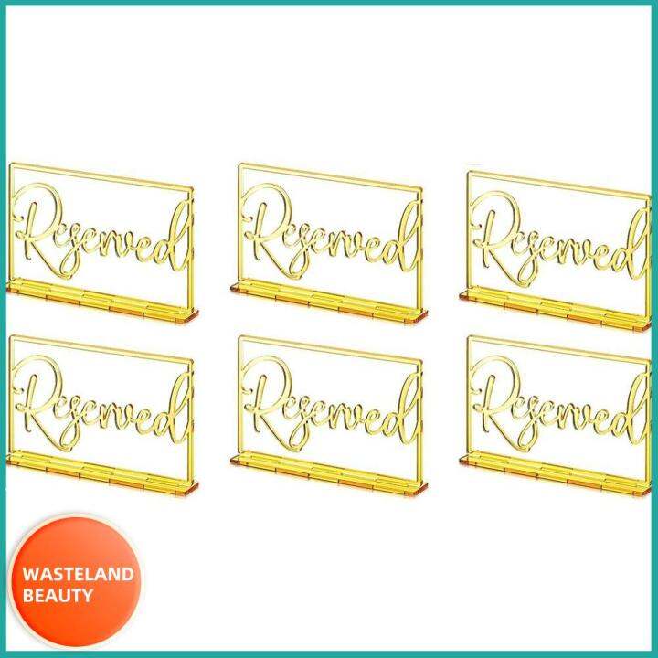 WASTELAND BEAUTY 1/6pcs Acrylic Reserved Table Sign 6.74 Inch Gold Seat ...