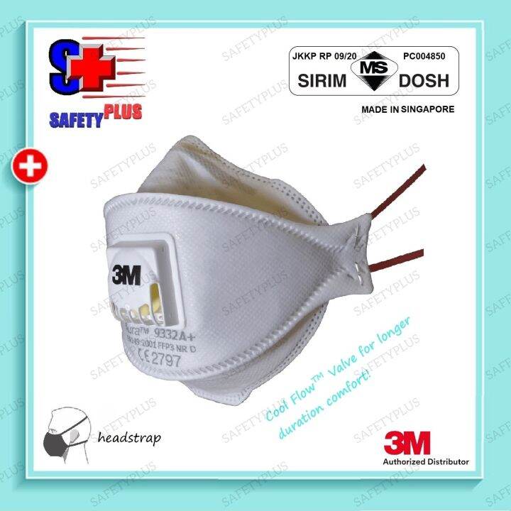 3M 9332 N99 Aura™ Disposable Respirator FFP3 P3 Valved 9332+ Non-oil Haze Mask Malaysia Ready ...