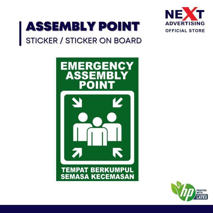 Emergency Assembly Point Signage | Sticker or Sticker on Board | Lazada