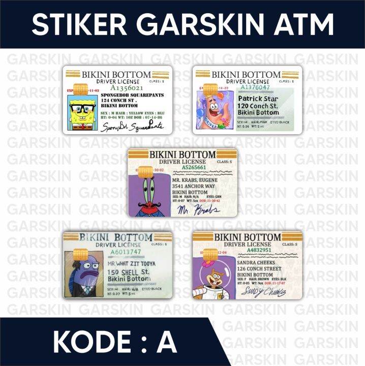 STIKER ATM SPONGEBOB | GARSKIN / STIKER KARTU ATM / SKIN KARTU ATM ...