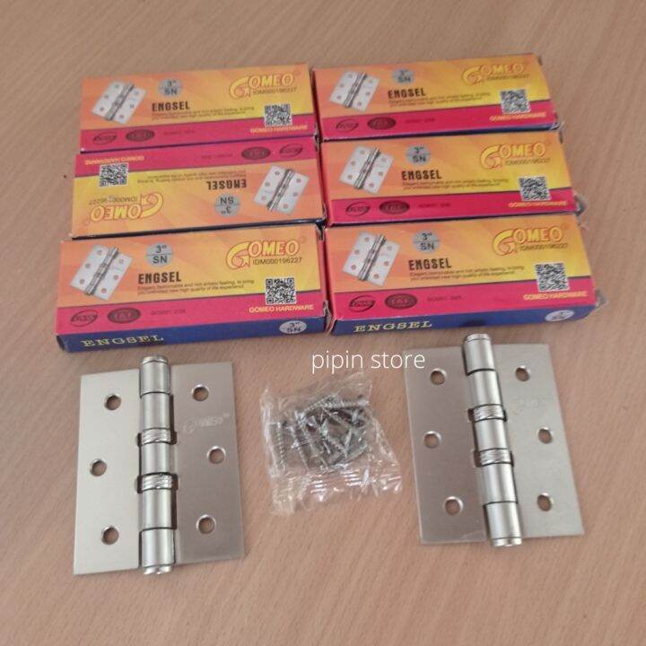 Engsel Pintu 3 Inch Tebal Engsel Jendela Kayu Rumah Stainless Silver ...