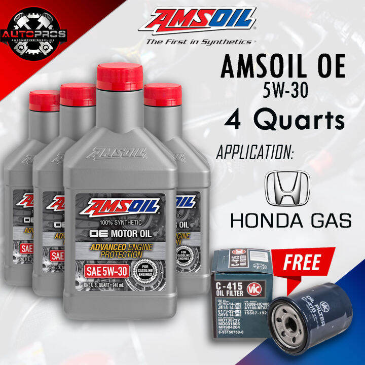 AMSOIL OE 5W-30 Fully Synthetic 4 Quarts Change Oil Bundle for Honda ...