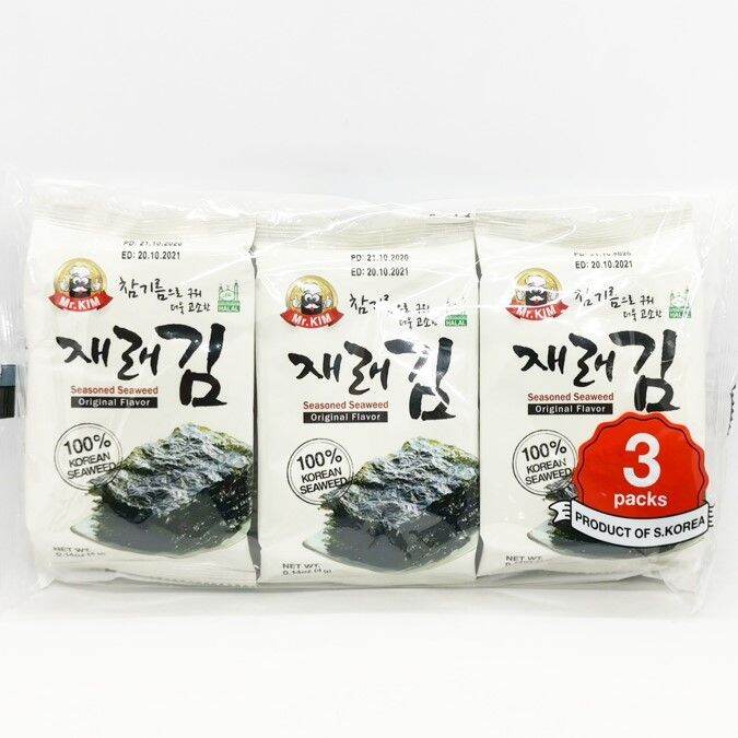 MR. KIM KOREAN SEAWEED - ORIGINAL FLAVOR SEASONED SEAWEED (4G X 3 PACKS ...
