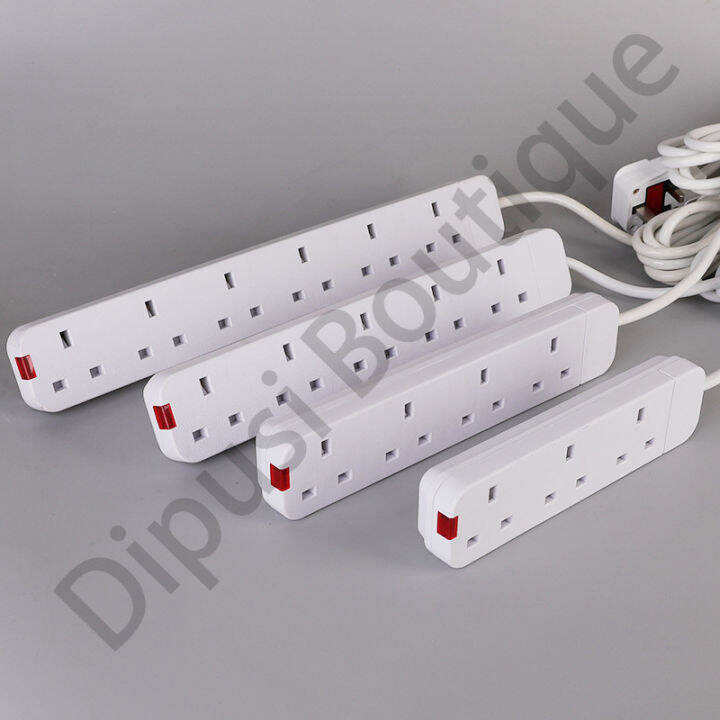 Malaysia White 3/4/5/6 Way Gang Socket with 3 Meter Cable Extension ...
