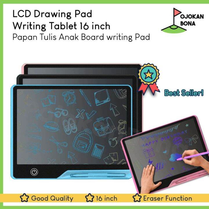 LCD Drawing Writing Tablet 16" Papan Tulis Anak Board Writing Pad ...