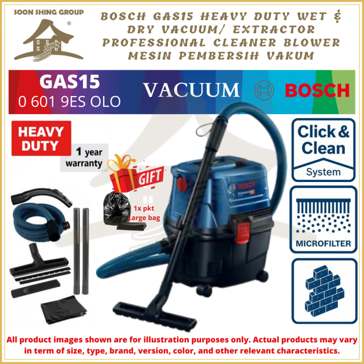 Bosch GAS15 Heavy Duty Wet & Dry Vacuum/ Extractor Professional Cleaner Blower Mesin Pembersih ...