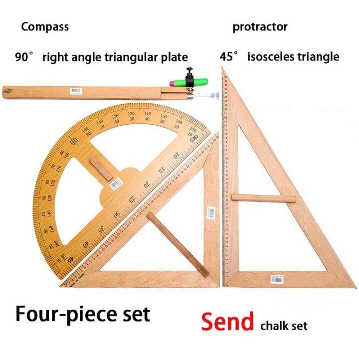 Solid Wood Teacher' Triangle Board Ruler Protractor Blackboard Multi ...