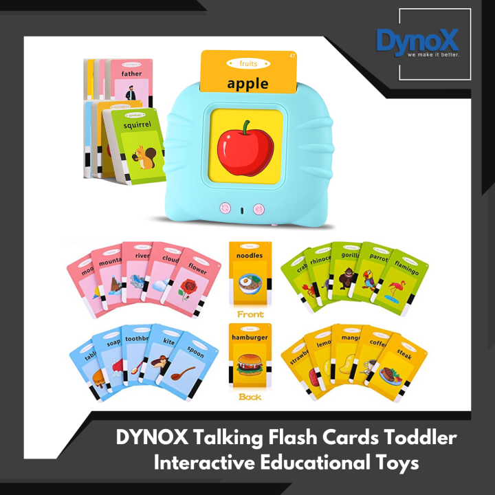 DYNOX Talking Flash Cards Toddler Interactive Educational Toys Phonics Alphabet Flash Cards for ...