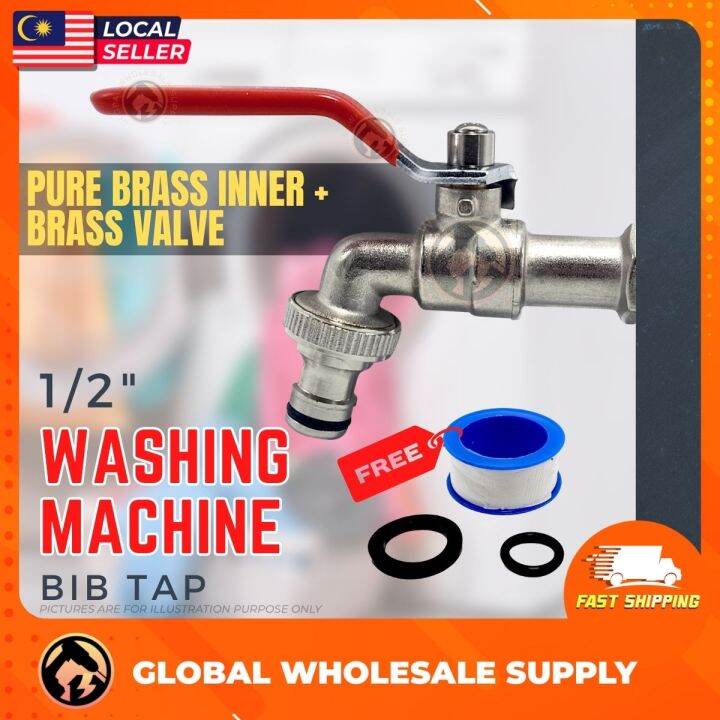 1/2" Brass + Epoxy Bib Tap Washing Machine Tap Basin Tap Faucet Valve ...