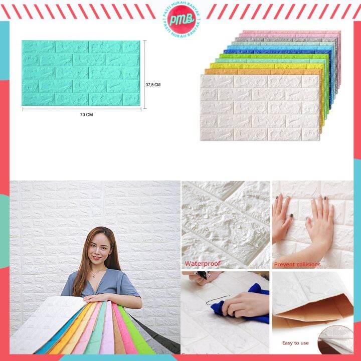 PMB Wallpaper Dinding Foam 3D Motif Batu Bata Polos Star Ukuran 37.5 x ...