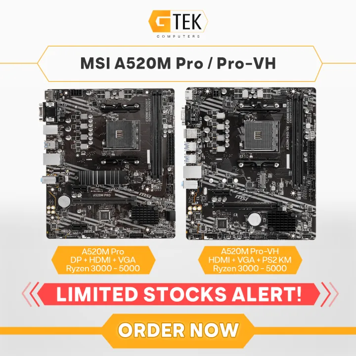 MSI A520M PRO / PRO-VH A520 mATX AM4 AMD Motherboard | Lazada PH