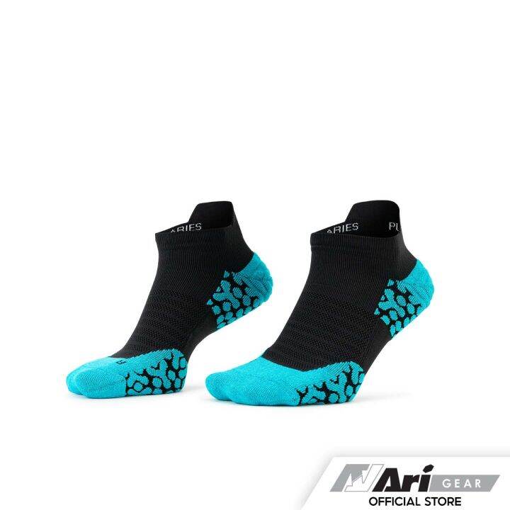 ARI CUSHION RUNNING TAB SOCKS - BLACK/CYAN BLUE/SILVER ถุงเท้า อาริ คูชั่น สีดำ | Lazada.co.th