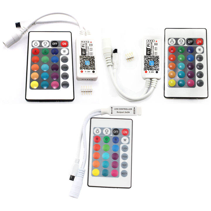 WIFI LED Strip Controller RGBW 5-24V RGB APP Controller 24 Key IR Smart ...