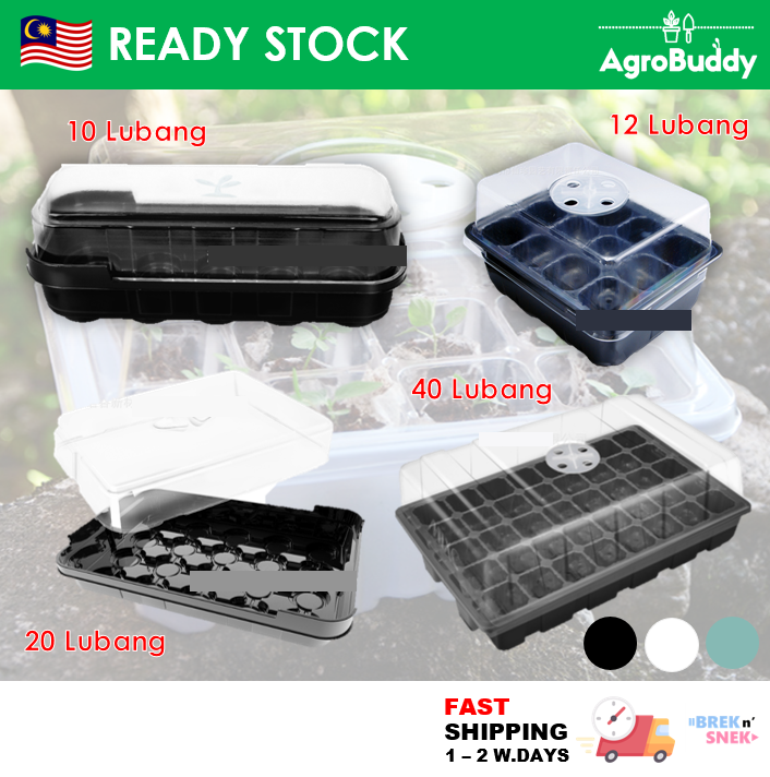 AgroBuddy 10/12/20/40 Holes Seedling Tray Box With Cover I Dulang Bekas ...