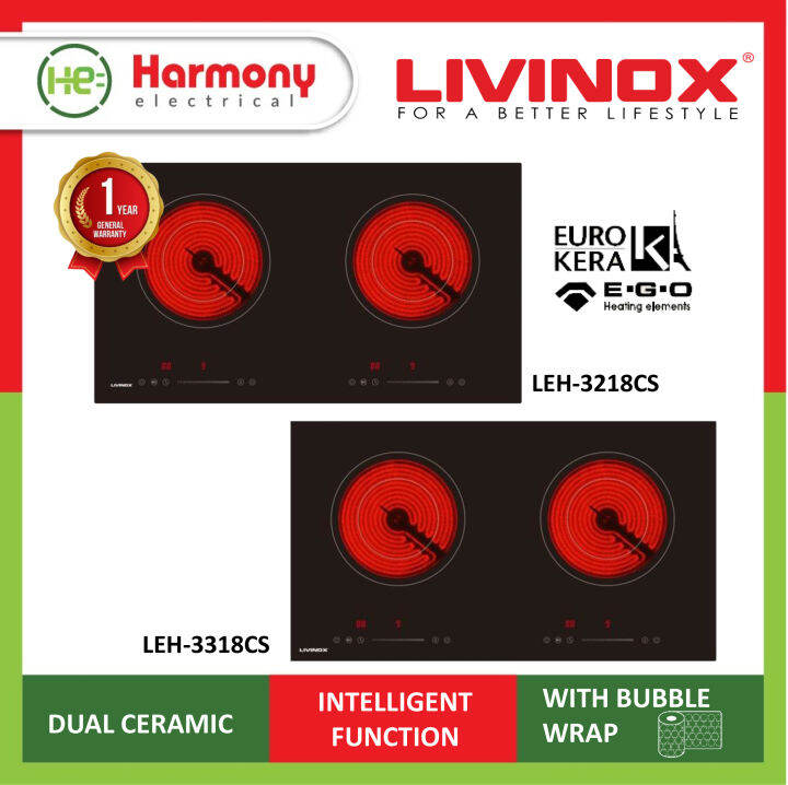 LIVINOX LEH-3218CS / LEH-3318CS Built In Electric Dual Ceramic Cooker ...