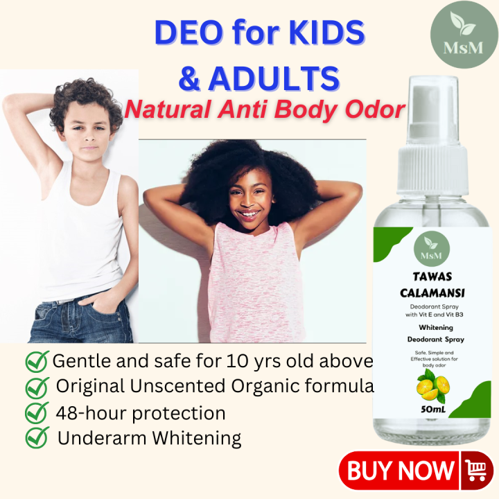 MsM Deo for Kids Natural Tawas Calamansi Deodorant Spray: Unscented ...