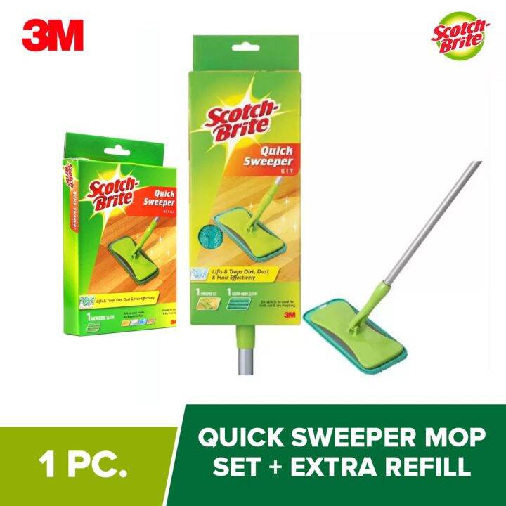 3M Scotch-Brite Quick Sweeper Mop Set + 1Pc Extra Refill | Lazada PH