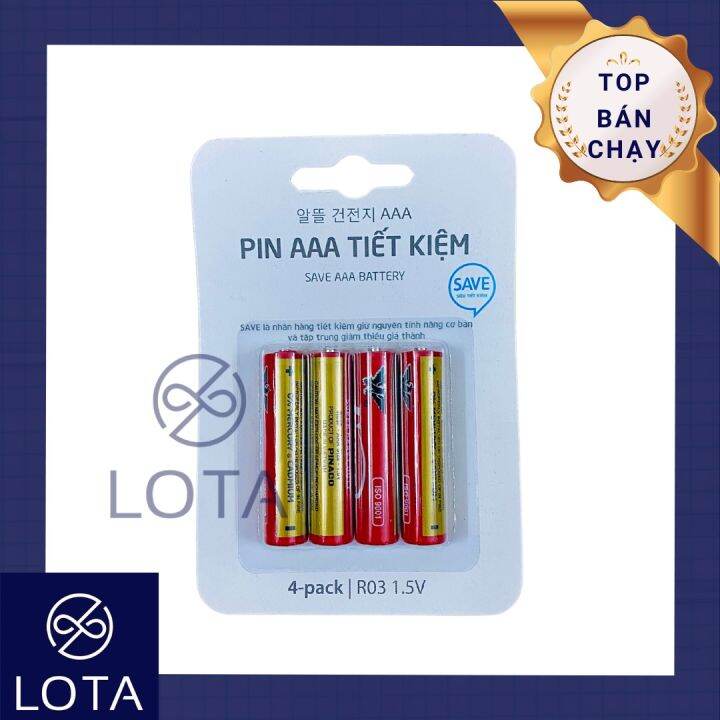 VỈ 4 VIÊN PIN AAA PINACO, combo bốn cục pin 3A, bin 3 A không sạc giá ...