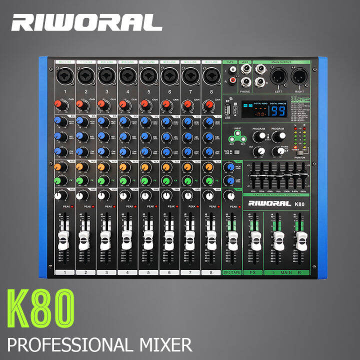 8 Channel Audio Mixer With 99 Dsp Effects Audio Sound System Stereo EQ ...