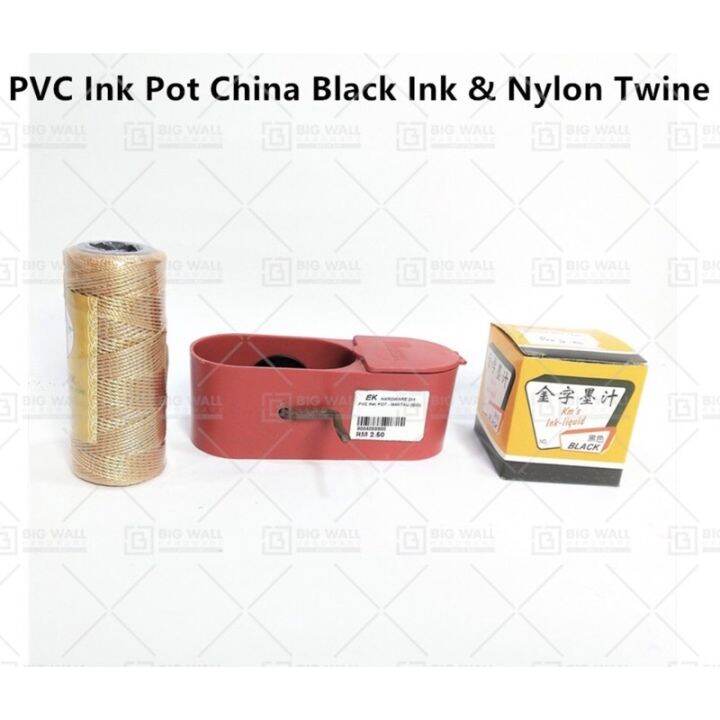 PVC Ink Pot Mak Tau China Black Ink & Nylon Twine Dakwat Hitam Benang ...