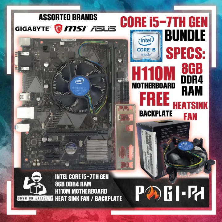 MOTHERBOARD BUNDLE - INTEL CORE i5-7TH GEN - H110M MOTHERBOARD - 8GB ...