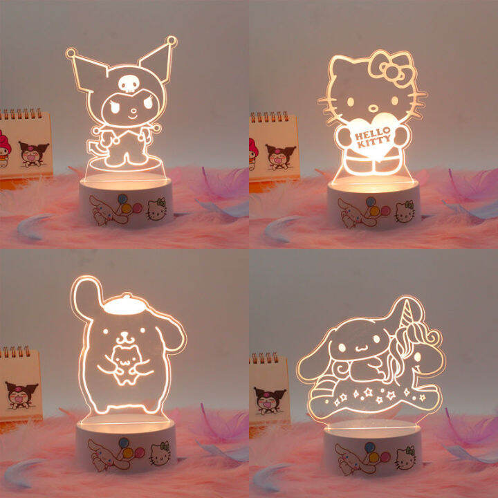 Kawaii Sanrio Hello Kitty My Melody Kuromi Night Light Cinnamoroll ...