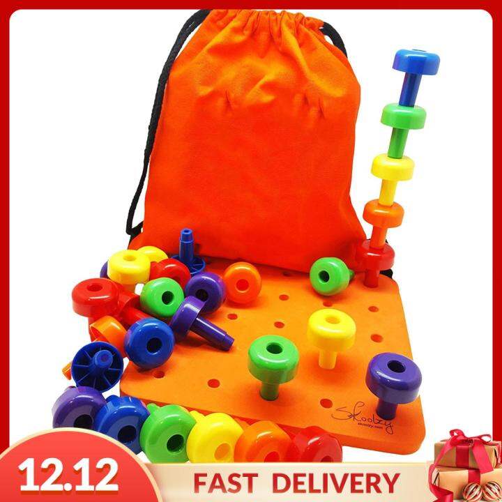 Pezhong Peg Board Pegboard Preschool Sorting Stacking Toys Building ...