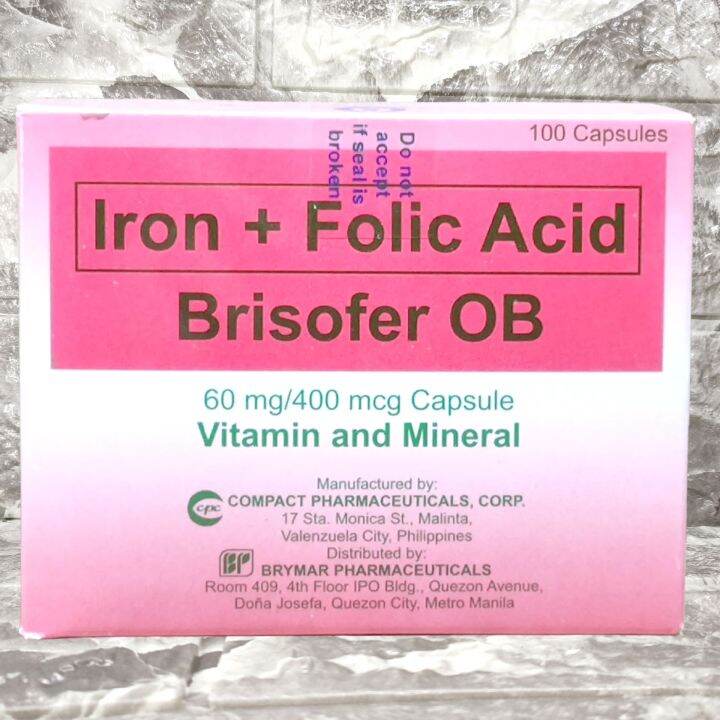 BRISOFER OB (Iron + Folic Acid) 100 Capsules | Lazada PH