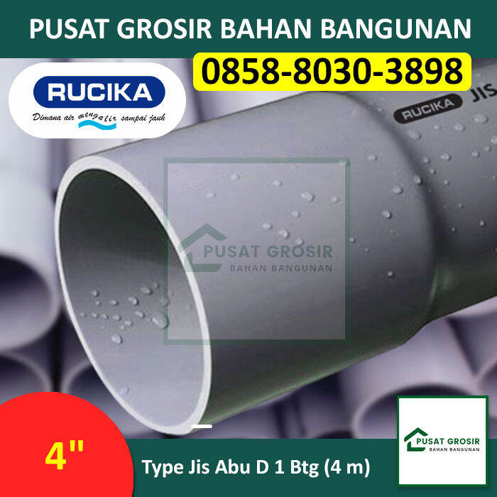 Pipa PVC 4" D Rucika Abu Jis Pipa Wavin 4Inch D Per Btg (4m) | Lazada Indonesia