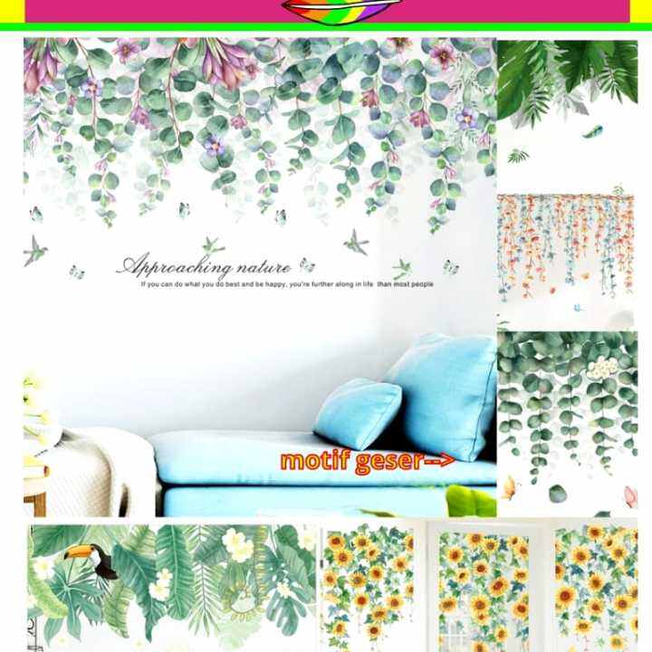 WALL STIKER SETIKER STICKER DINDING SALUR SULUR DAUN POHON JUNTAI BUNGA MATAHARI WALLPAPER ...