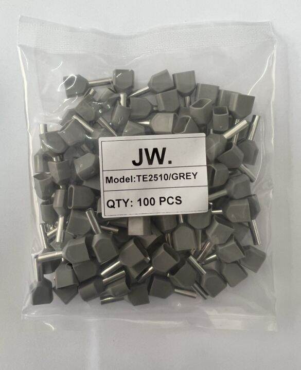 Skun Twin Ferules Ferrules Ferul 2.5 mm 2.5mm Grey TE 2510 100pcs ...