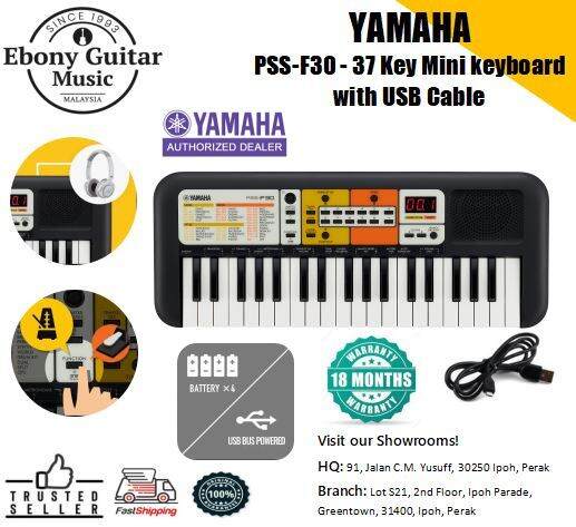 Yamaha PSS-F30 - 37 Key Mini Keyboard with USB Cable (PSSF30 / PSS F30 ...