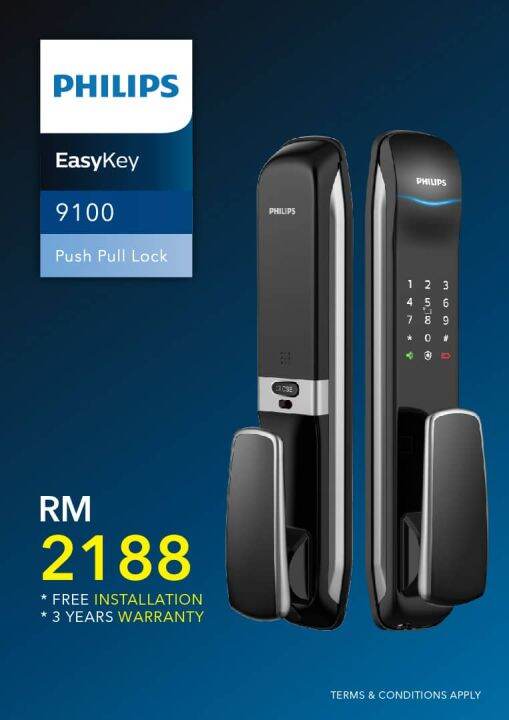 Philips EasyKey 9100 Push-pull Smart Door Lock | Lazada Philips EasyKey 9100 Push-pull Smart Door Lock | Lazada