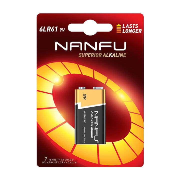 【100% Authentic】9V 1B NANFU SUPERIOR ALKALINE BATTERY 4th Gen 9V ...