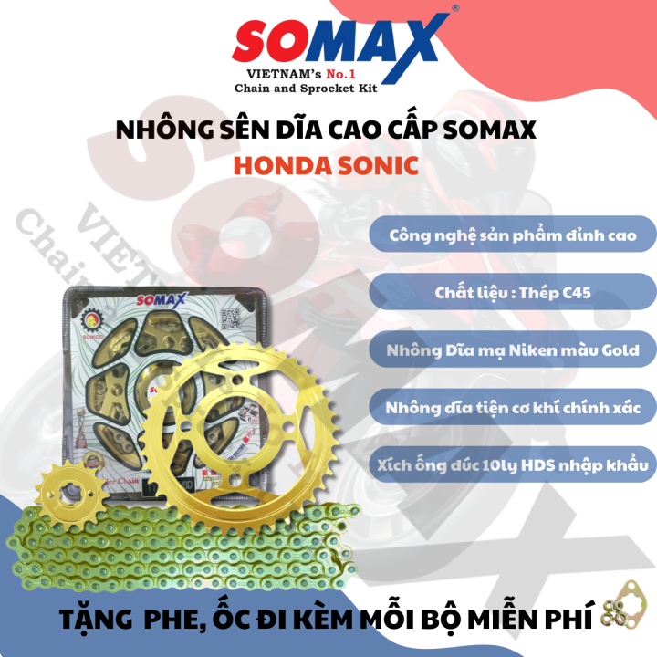 Nhông sên dĩa cao cấp SOMAX - HONDA SONIC chính hãng, Sên 428HDS 10 ly ...